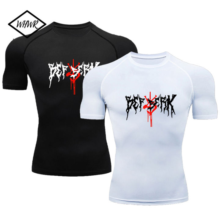 Summer Gothic Print T Shirt Running Compression T-Shirt Men's Quick ...
