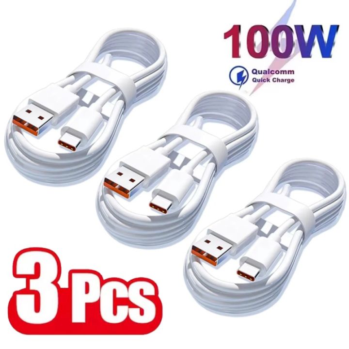 3PCS 6A 100W Type C Super Fast Charging Cable Data Cord For Samsung ...