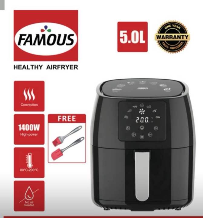 Famous Air Fryer With Led Display Touch Control-5 Litre Free Spatula ...