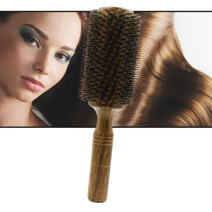 Professional Boar Bristle Wood Round Brush for Long Curly Hair Brush ...