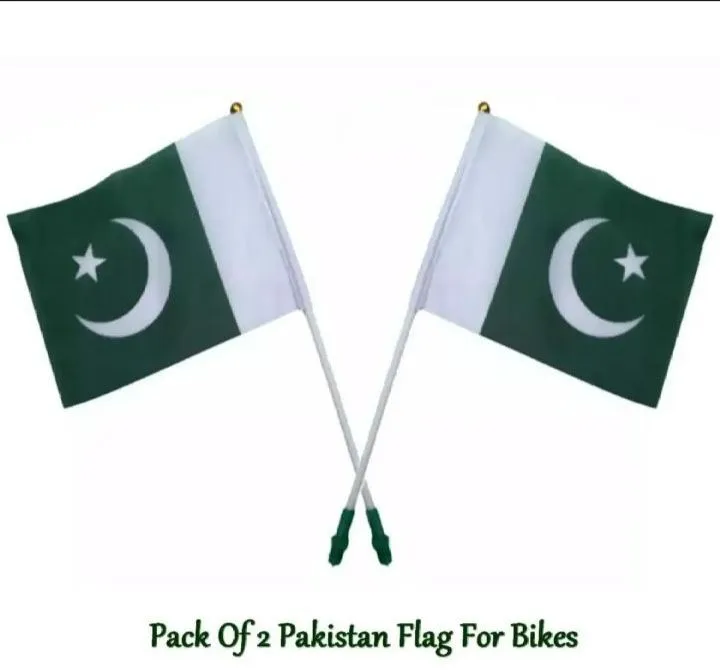 Pack of 2 Pcs Pakistani Flag for bike 14 August or Independence day ...