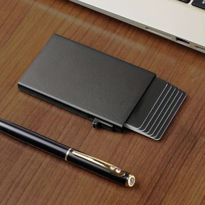 Anti-theft RFID ID Credit Side Push Pop-up Card Holder Thin Aluminium ...