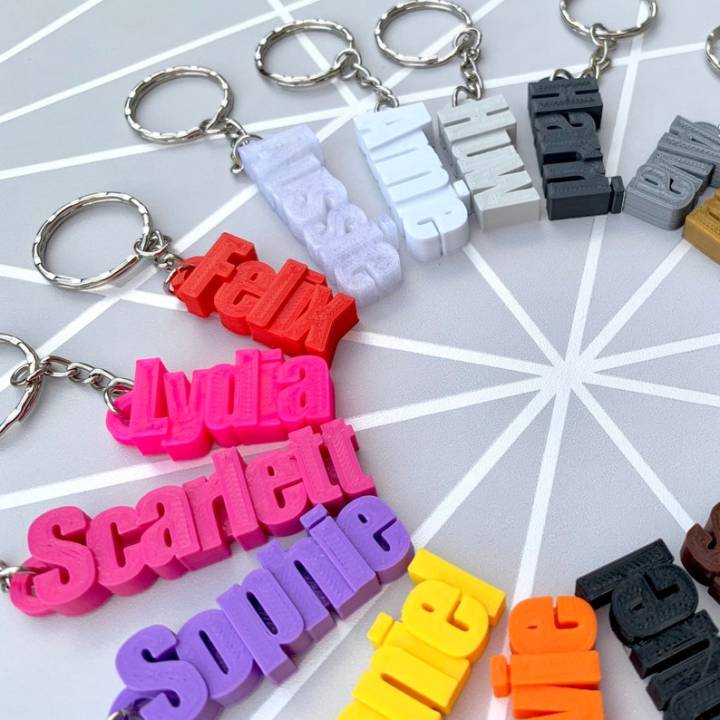 YOUR NAME Custom 3D Printed Keychain - Custom Key Chain Name Keychain ...