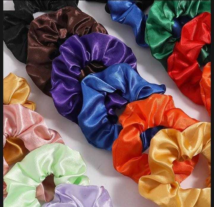 3 pcs Elegant Women ( pack of 3 random Colors ) Ponytail Scrunchies ...