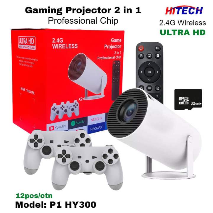 P1 HY300 Game Projector 2 in 1 Professional 2.4G wireless Android ...