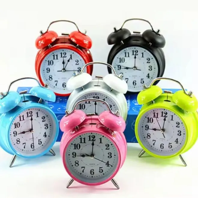 Digital Alarm Clock Mini Classic Silent Metal Quartz Movement Analog ...