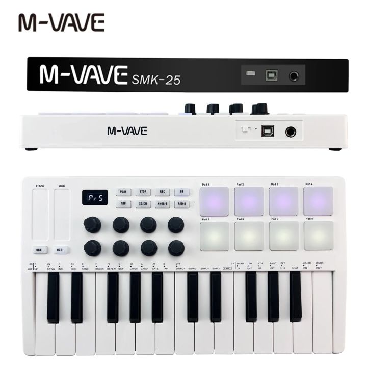 M-VAVE 25-Key MIDI Controller Keyboard Mini Portable USB Keyboard Piano ...