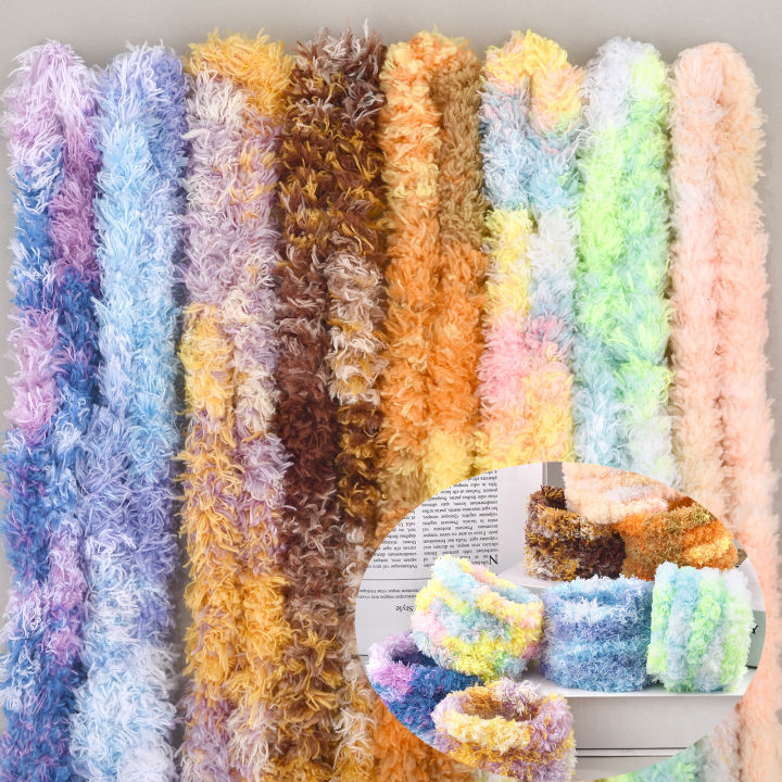 1m Gradient Color Long Plush Twisted Rod Iron Wire Soft Wool Silk ...