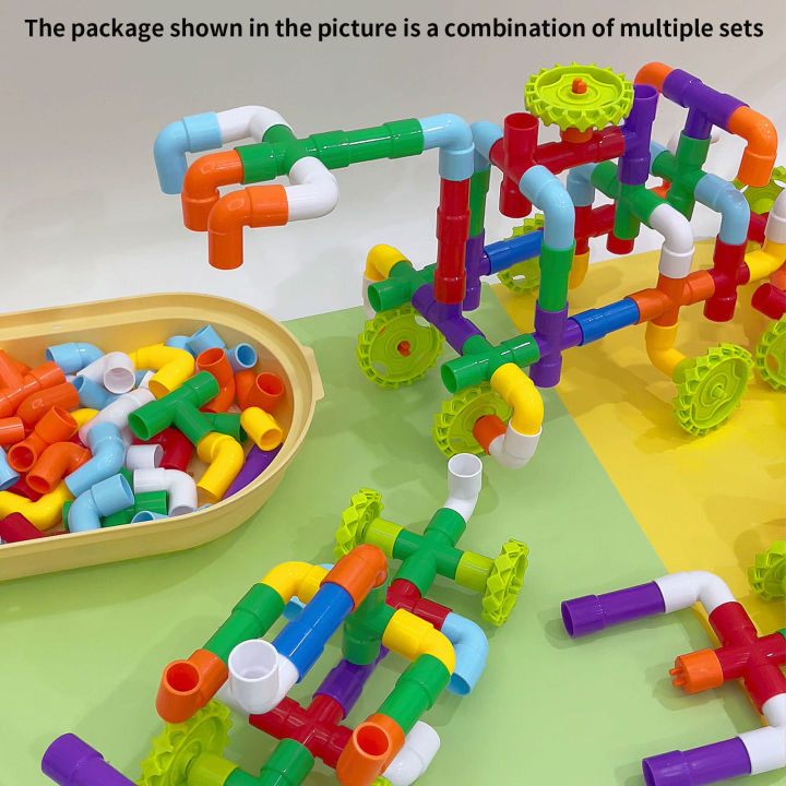 Children'S Pipe Building Blocks Toy Assembly Water Pipe Stacking Wood ...
