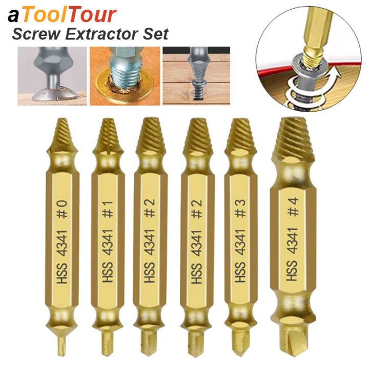 Damaged Screw Extractor Broken Bolt Stripped Set Double Head Tool Easy ...