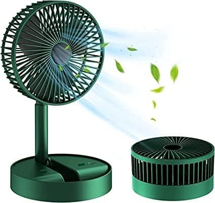 Table Fan (Green), Portable Folding Fan, Rechargeable USB Type-C Fan, 3 ...