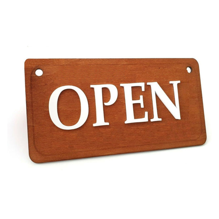 Open Close Sign Board - Double-Sided Hanging Wooden Sign (12x6 Inch ...