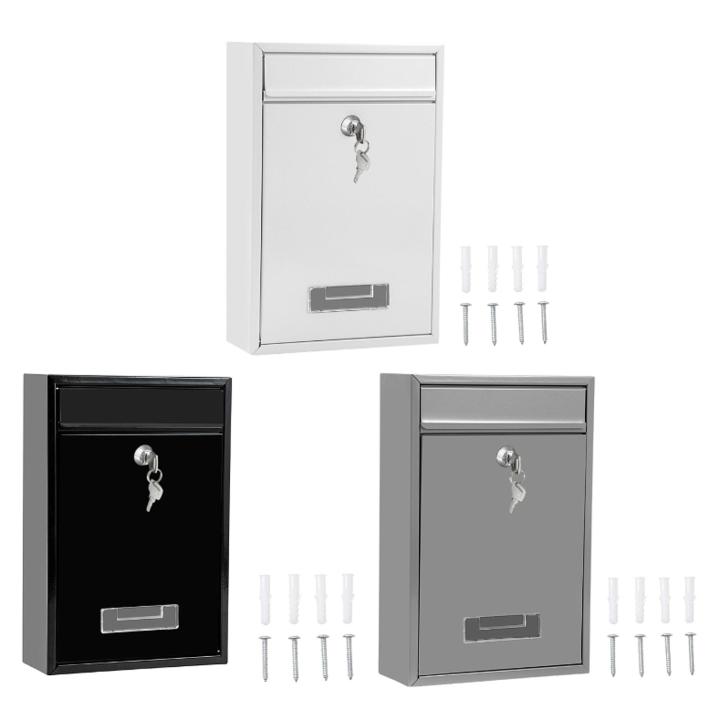 Wall Mounted Mailbox Lockable with 2 Keys Postbox Iron Post Letter Mail ...