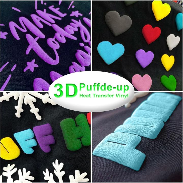 3D Puff Vinyl Heat Transfer for DIY T-Shirts, Bags - Compatible with ...