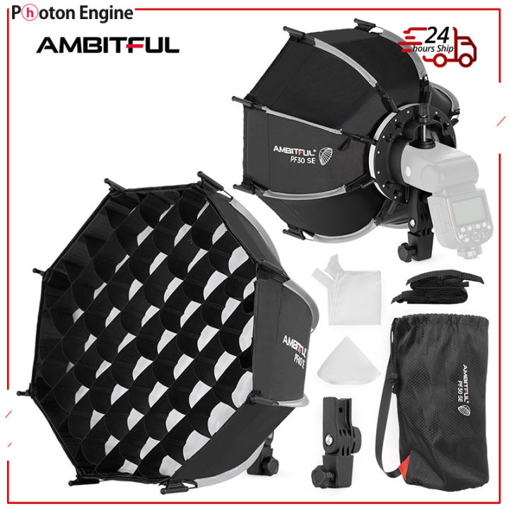 AMBITFUL PF30/PF40 30cm /40cm mini Speedlite Portable Octagon Umbrella Softbox + Honeycomb Grid ...