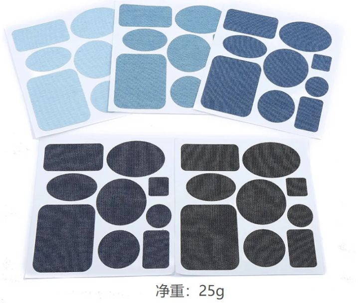 9pc Self-adhesive Denim Patches for Clothes DIY Stripes Iron on ...