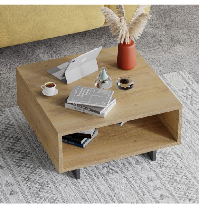 Usmaniya furniture 24 Inch Small Coffee Table with Storage Stylish Modern Tables de Chevet with Shelf Low Square Coffee Tables for Living Room Bedroom Dark Grey Daraz.pk