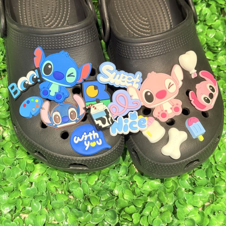 16Pcs Disney Cartoon Stitch PVC Shoes Charms Nice Milk Bone Boys Girls ...