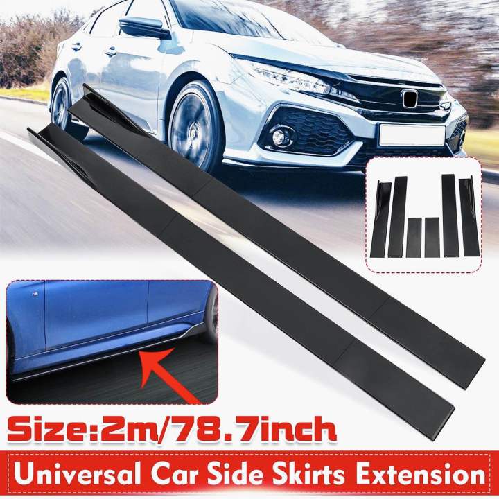 6pcs Set Gloss Black Car Side Skirt Extension Splitters Body Lip ...