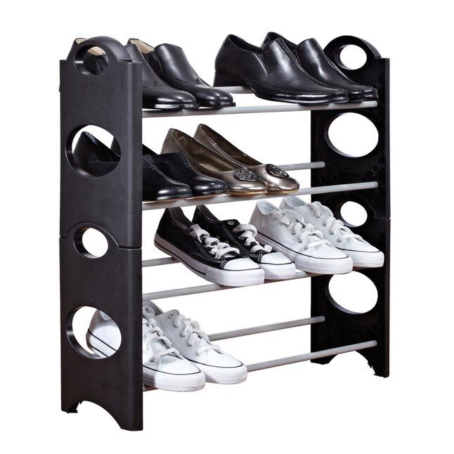 4 Layer Stackable Shoe Rack 12 Pairs Shoe Rack Organizer 4 Tier ...