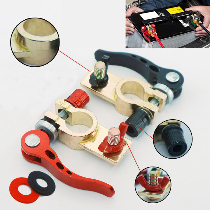1 Pair Car Battery Terminals Brass Quick Release Auto Connector Battery ...