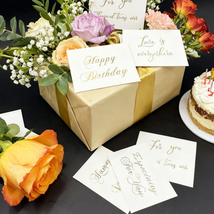 Gold Foil Cards 10 Pack with Envelopes, 8x6cm Encouragement Greeting ...