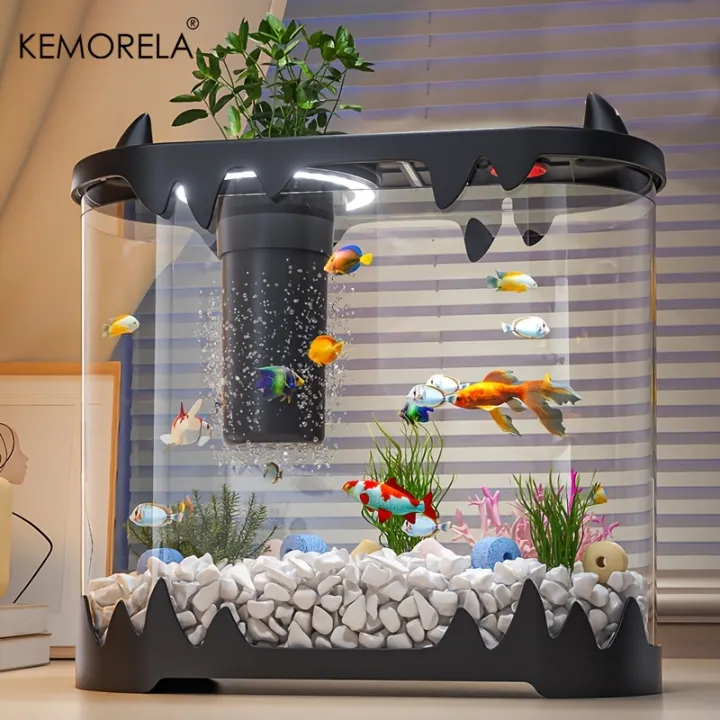 KEMORELA Small Fish Tank Desktop Fish Tank Home Use High Definition ...