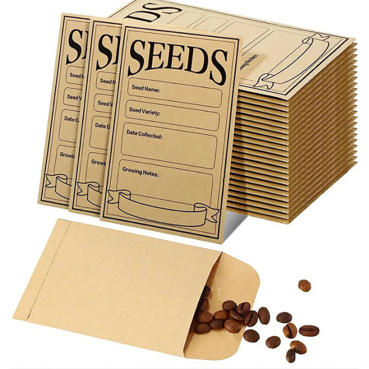 20Pcs Kraft Paper Seed Envelopes Resealable Self Adhesive Packet Seed ...