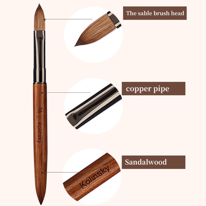 Kolinsky Acrylic Nail Brush Set 3D Pure Handmade Nail Brushes For ...