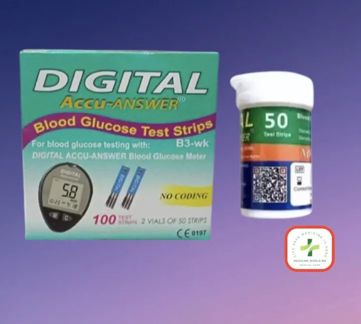 Digital Accu Answer Blood Glucose test Strips 50pcs | Daraz.com.bd
