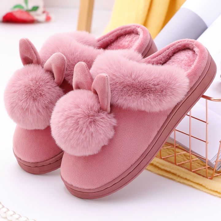 Women Winter Home Slippers Non-Slip Soft Warm House Shoes Ladies Indoor Bedroom Slipper Couples ...