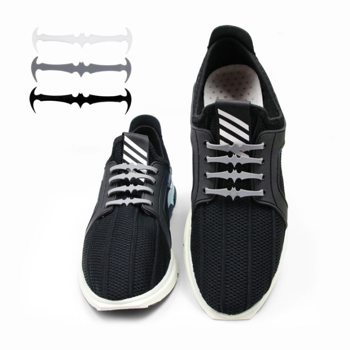 16 Pcs Bat Shape Silicone Shoelaces Rubber Band for Shoes Elastic Laces ...