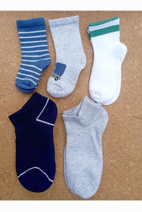 5 Pairs Baby Socks Set – Soft Cotton, Mixed Colors & Sizes (0 to 3 ...