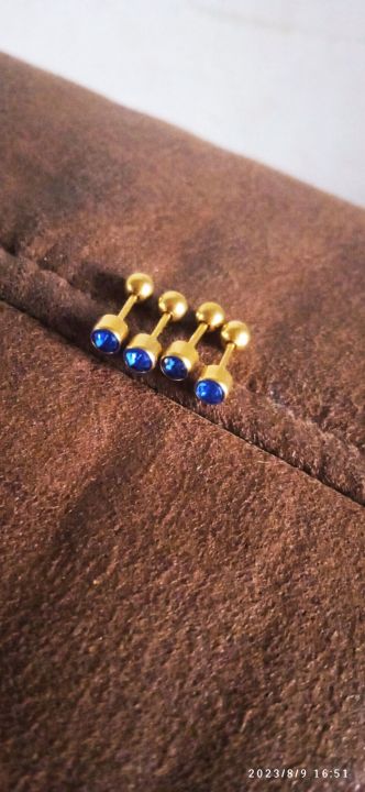 Gold Plated Earrings Karabu Joduwak 4 mm size For Men And Women | Daraz.lk