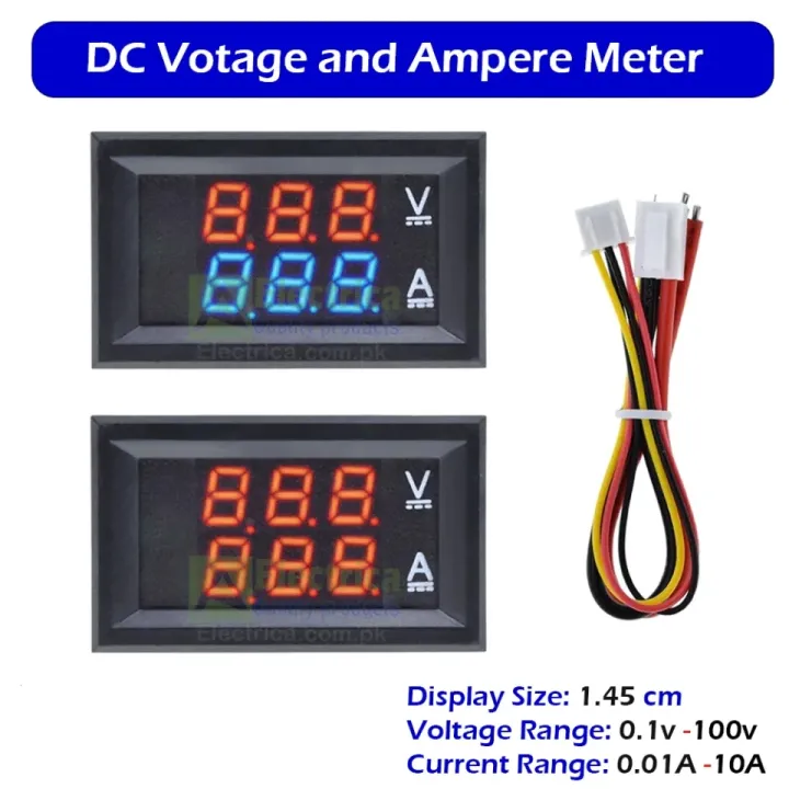 Led Digital Voltmeter Ammeter Dc Digital Multimeter 100V 10A Blue Red ...