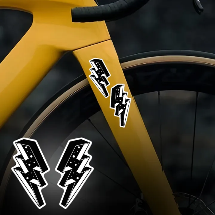 1Pair Black Lightning Bicycle Frame Stickers DIY MTB Bike Top Tube ...