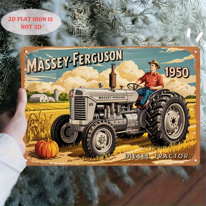 Vintage Massey-Ferguson 1950 Tractor Iron Wall Sign - Rustic Farmhouse ...