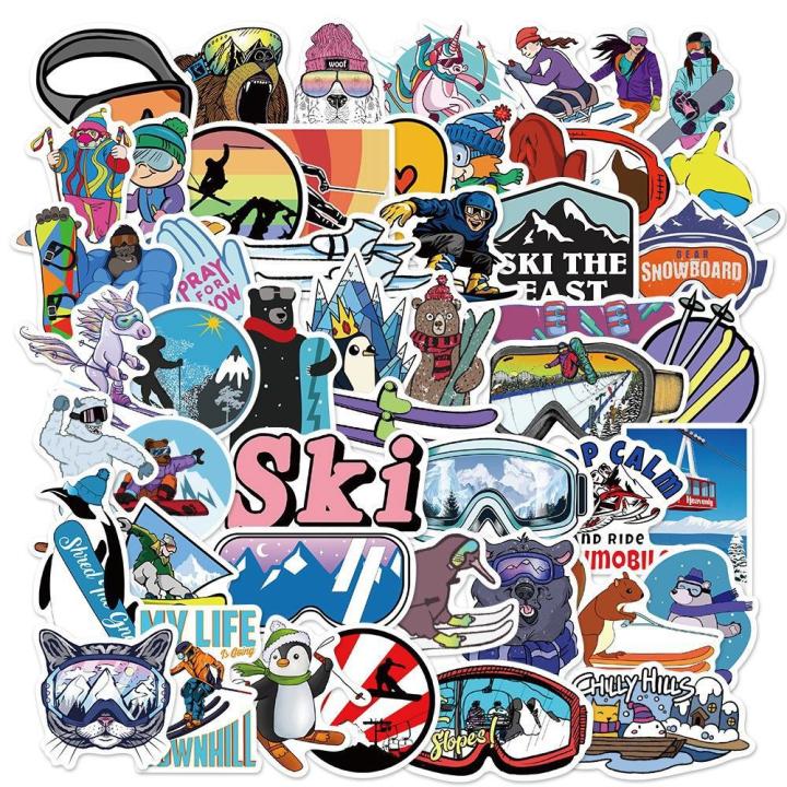 50PCS Skiing Stickers Winter Outdoor Sport Graffiti Cartoon Stickers ...