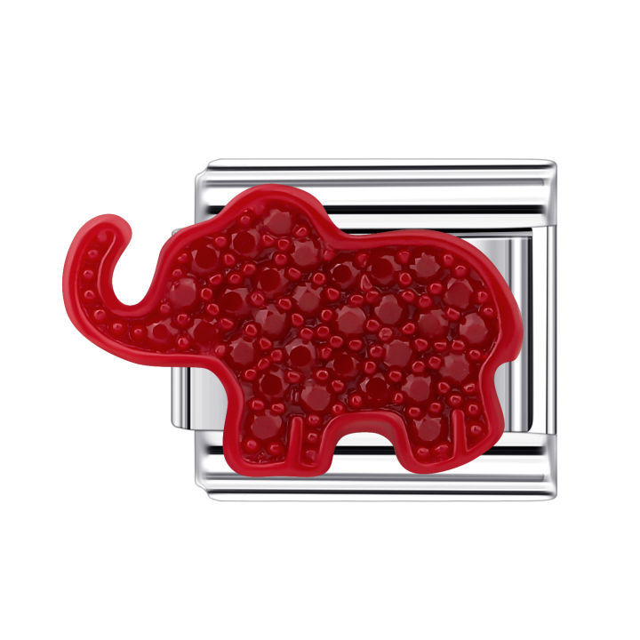 1Pc Stainless Steel Italian Module-Cartoon Animal Red Candy Bear ...