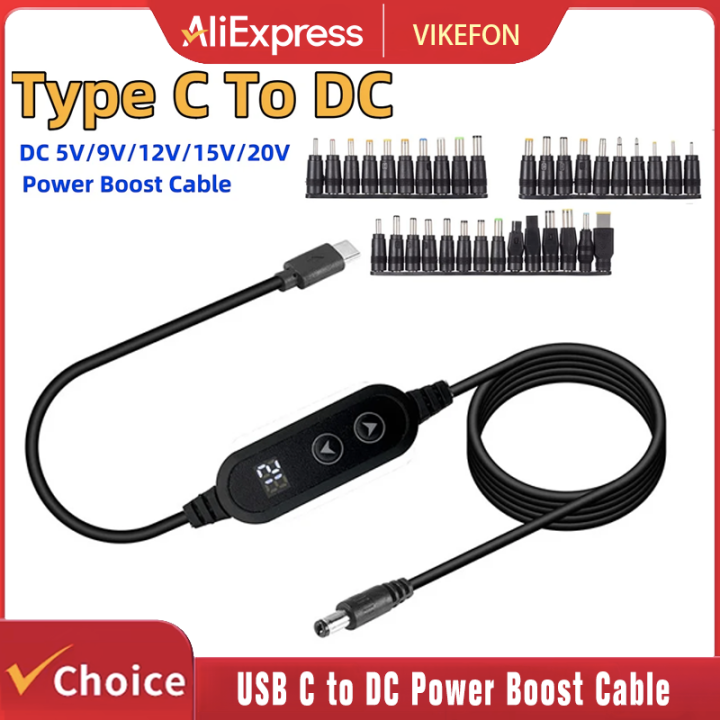 USB C to DC Power Boost Cable Type C To DC Fast Charging 5V To 12V ...