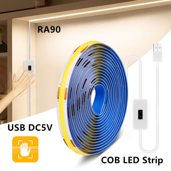 COB LED Strip Lights DC 5V USB Gesture Sensor Switch Dimmable Flexible Tape Lamp Linear Ribbon ...