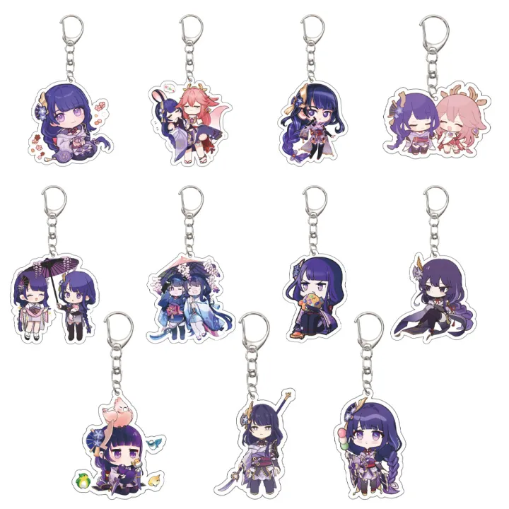 55MM Anime Genshin Impact Keychain Beelzebul Key Chain Acrylic Model ...