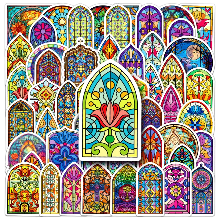 50 Piece Glass Stickers Waterproof DIY For Phones Laptop Car Sticker ...