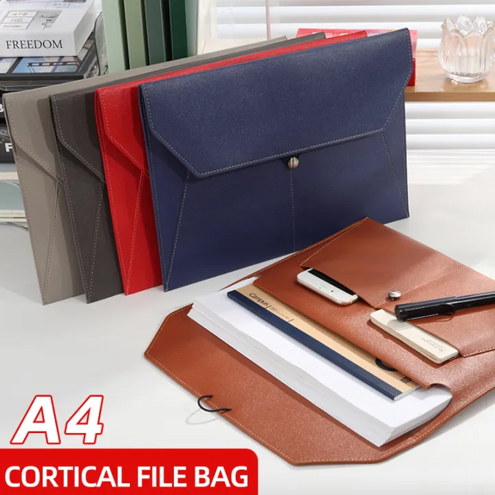 A4 Business Leather File Bag Multi-function Clamping Waterproof Folder ...