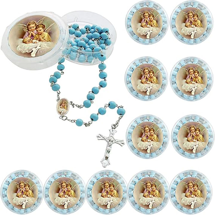 Baptism White Scented Rosary Favor - 12Pcs Baby Baptism Rosaries with ...