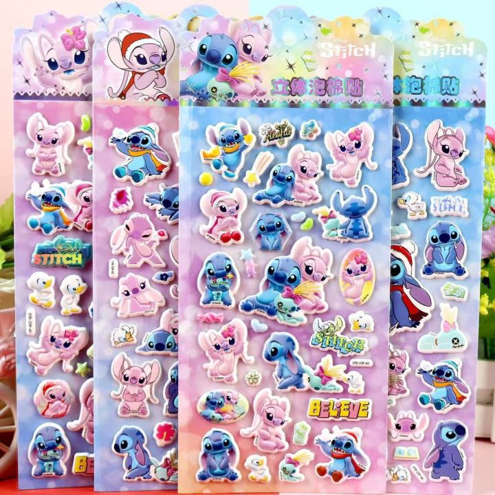 Random 2PCS Disney Stitch 3D Bubble Stickers Decoration Decal Cute ...