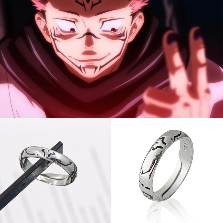 Anime Jujutsu Kaisen Ring Ryomen Sukuna Itadori Yuji Cosplay Prop Metal ...