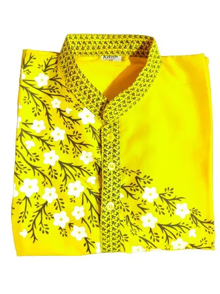 Men's Premium Quality Yellow Color Semi Long Cotton Panjabi । Panjabi ...