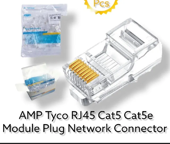 100 Pcs RJ45 Gold-plated AMP RJ45 CAT6 CAT5E | Daraz.pk