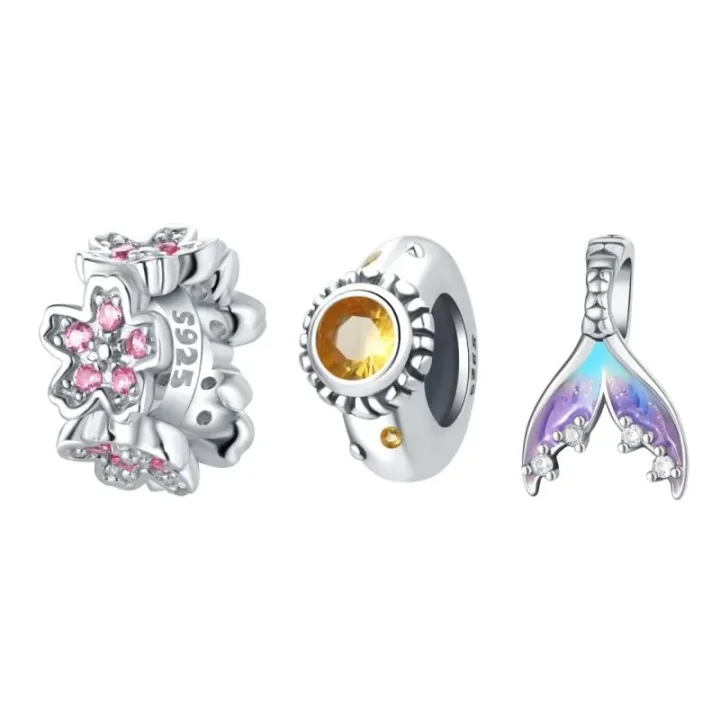 2023 100% Real 925 Sterling Charm Sakura Separation Beads Fit Pandora ...